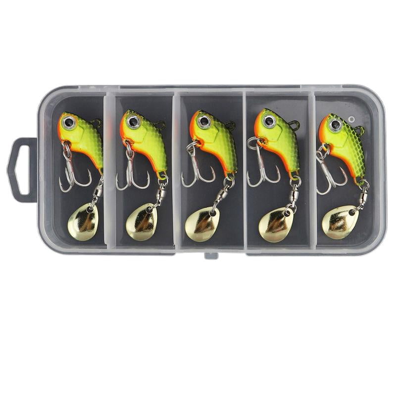 5Pcs/Box Metal Rotating Vibration Lure, Rotating Fishing Spoon Attracts ...