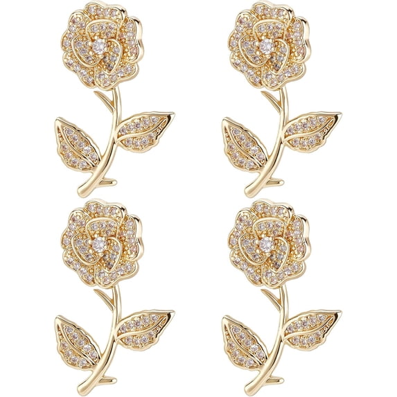 5Pcs/Box Rose Flower Charms Cubic Zirconia Rose Floral for Valentine s ...