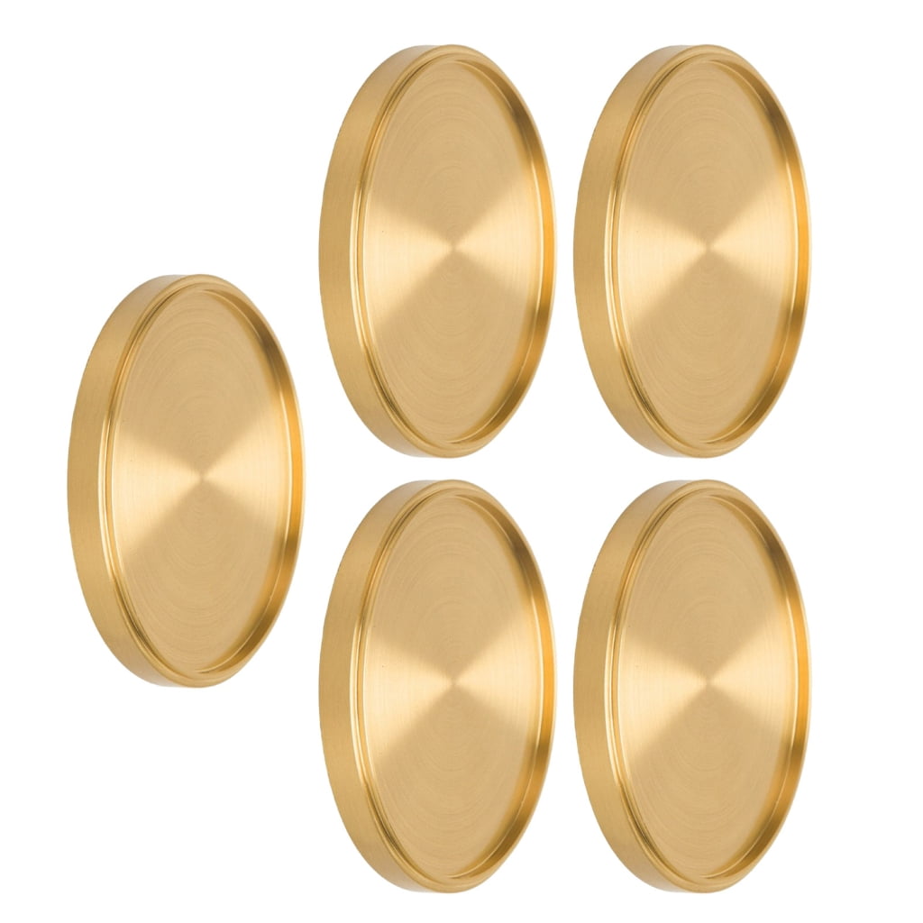 5Pcs Brass Coaster Metal Dining Disc Heat Insulation Mat Round Display ...