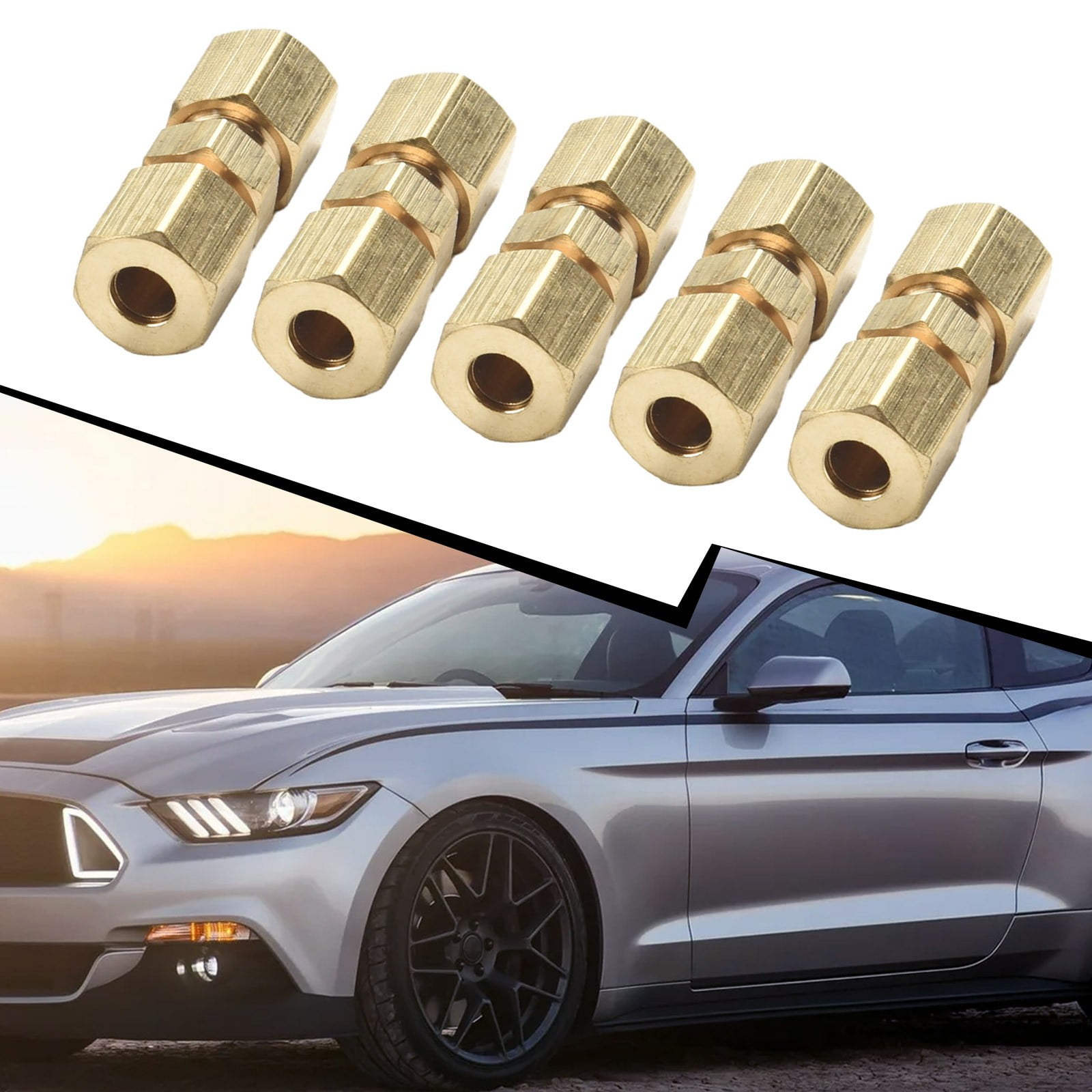 5Pcs Brass Compression Fittings Connector 3/16'' OD Hydraulic Brake ...