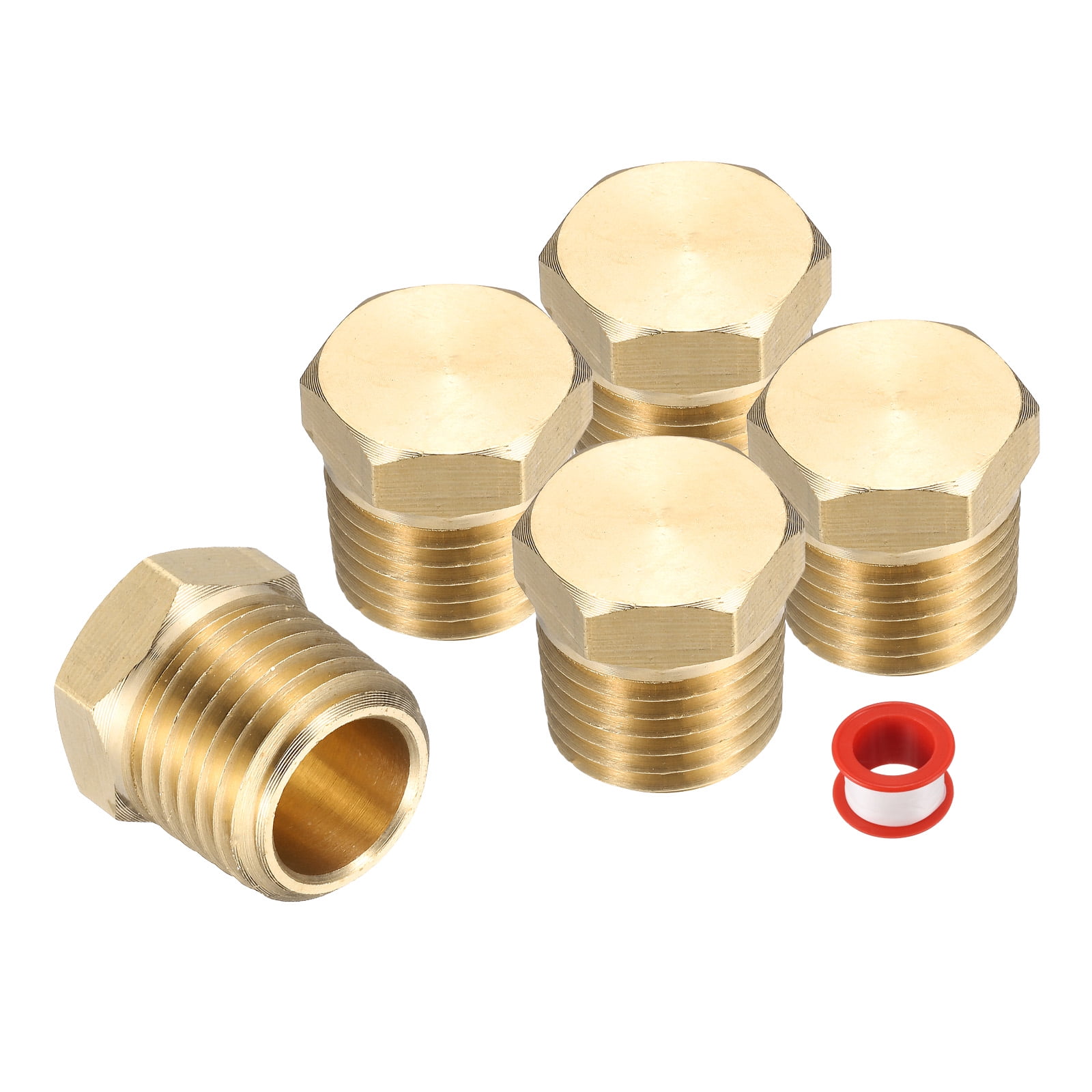 5Pcs Brass Hex Head Plug Compression Cap Fitting Stop Valve Cap, 1/4 ...