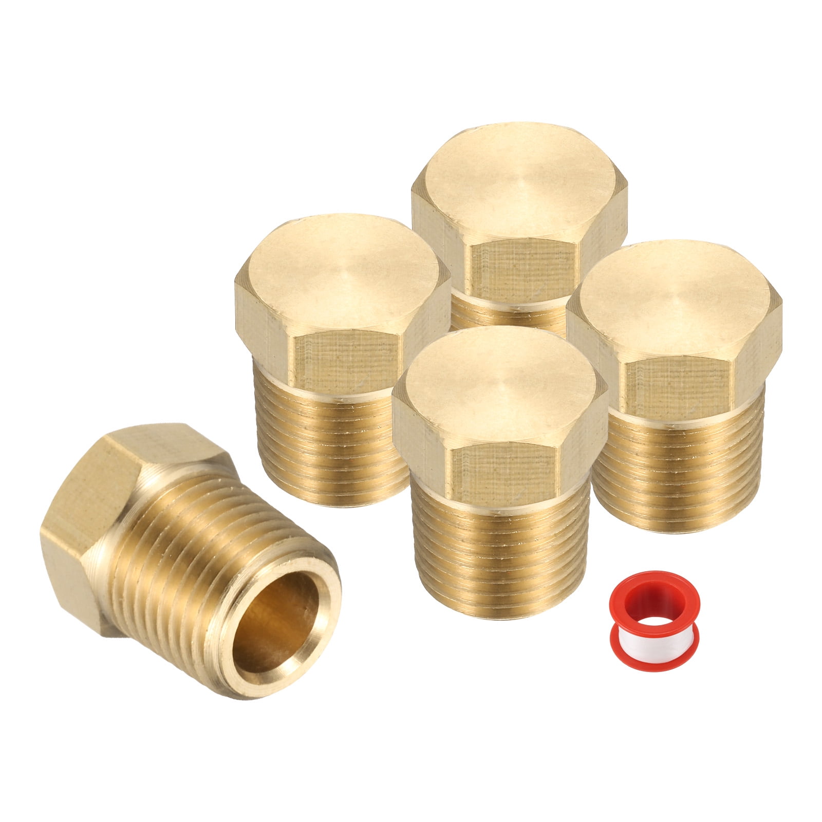 5Pcs Brass Hex Head Plug Compression Cap Fitting Stop Valve Cap, 1/8 ...