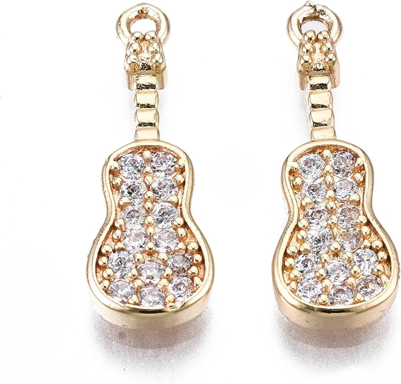 5Pcs Brass Micro Pave Clear Cubic Zirconia Pendants Long-Lasting Plated ...