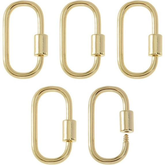 5Pcs Brass Screw Carabiner Lock Charms Golden Oval Carabiner Charms 25 ...