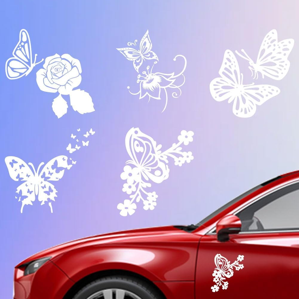 5Pcs Butterfly Car Decal Set 5.93x6.1 Inches（14.8x15.5cm） Waterproof ...