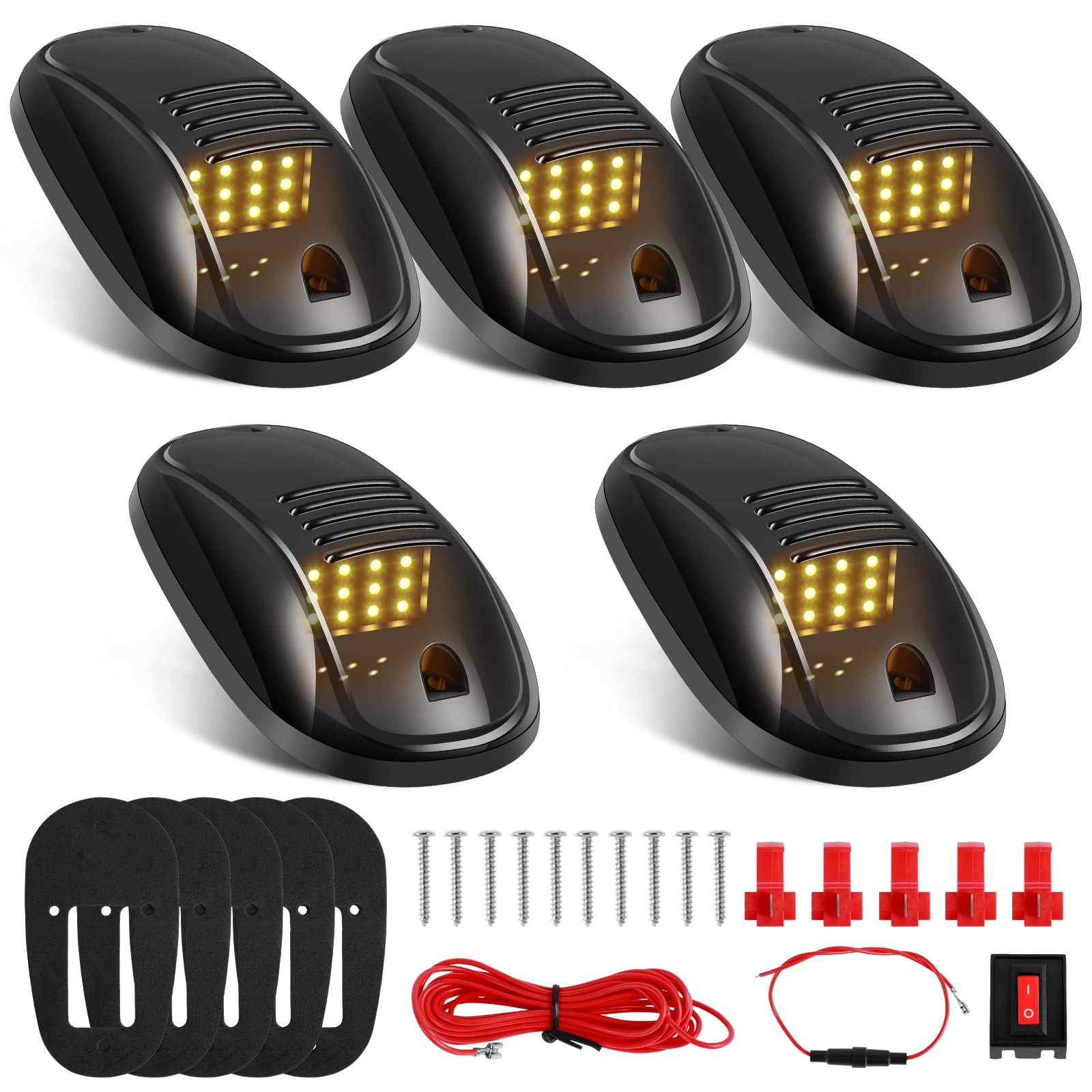 5Pcs Cab Lights Wired Powered Cab Roof Lights ABS Plastic Weatherproof ...