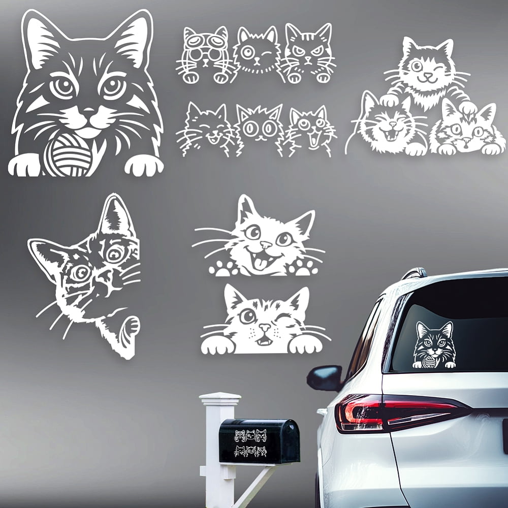 5Pcs Cat Car Stickers Peeking Cat Vinyl Car Decals Cute Kitty Plastic ...