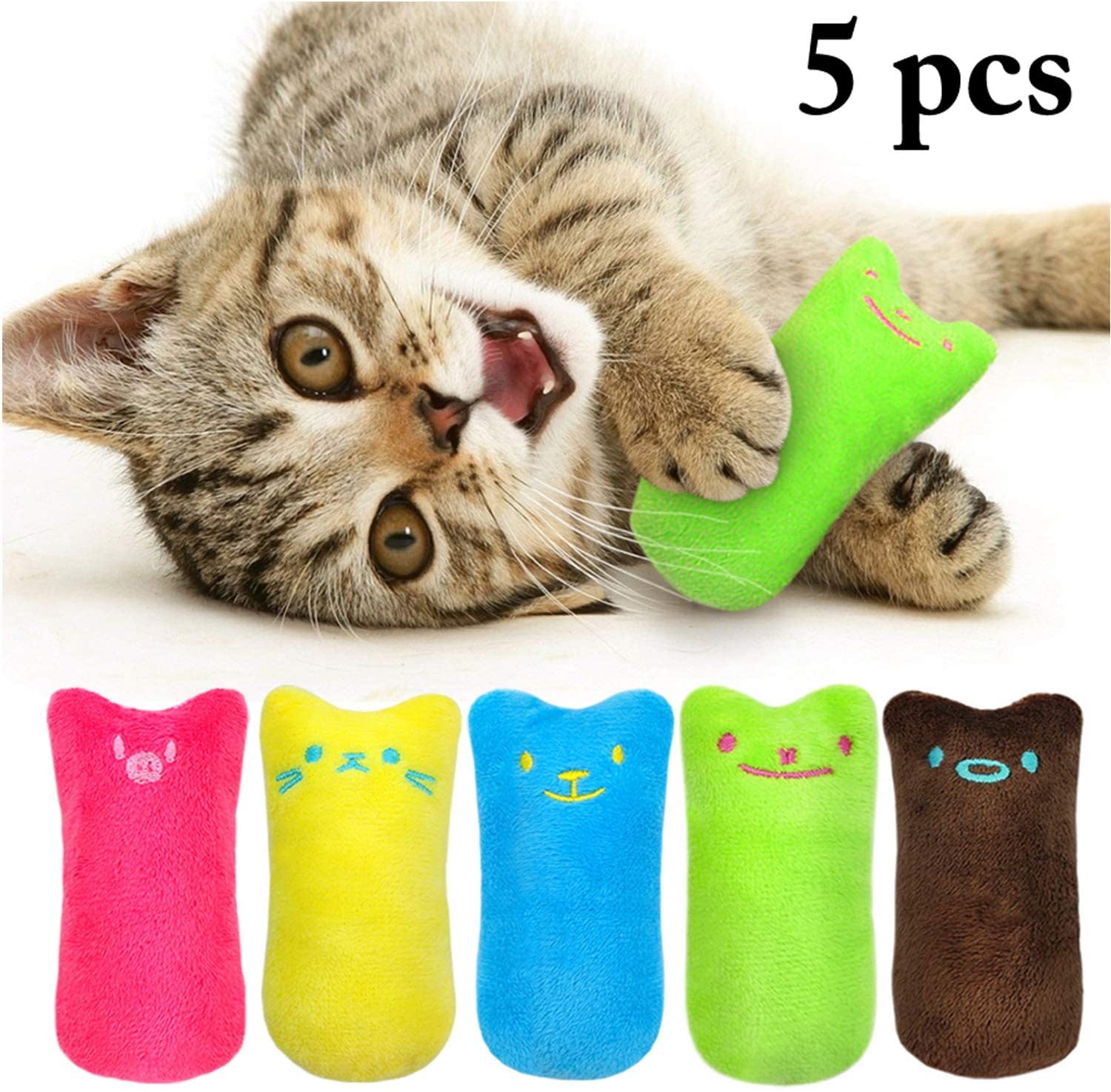 Byepica, 5Pcs Cat Chew Toy, Catnip-Filled Cartoon Mice, Bite Resistant ...