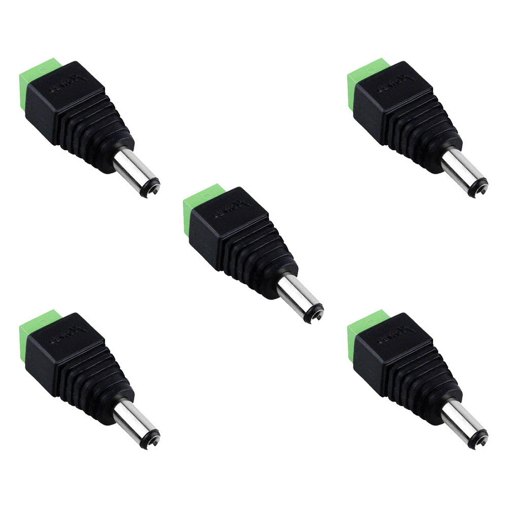 5Pcs Cctv Male Dc Power Adapter Plug To Terminal Block Coax Cables ...