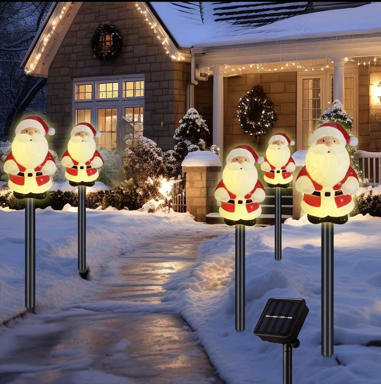 5Pcs Christmas Solar Lights Outdoor Waterproof, 17.7" Santa Claus ...