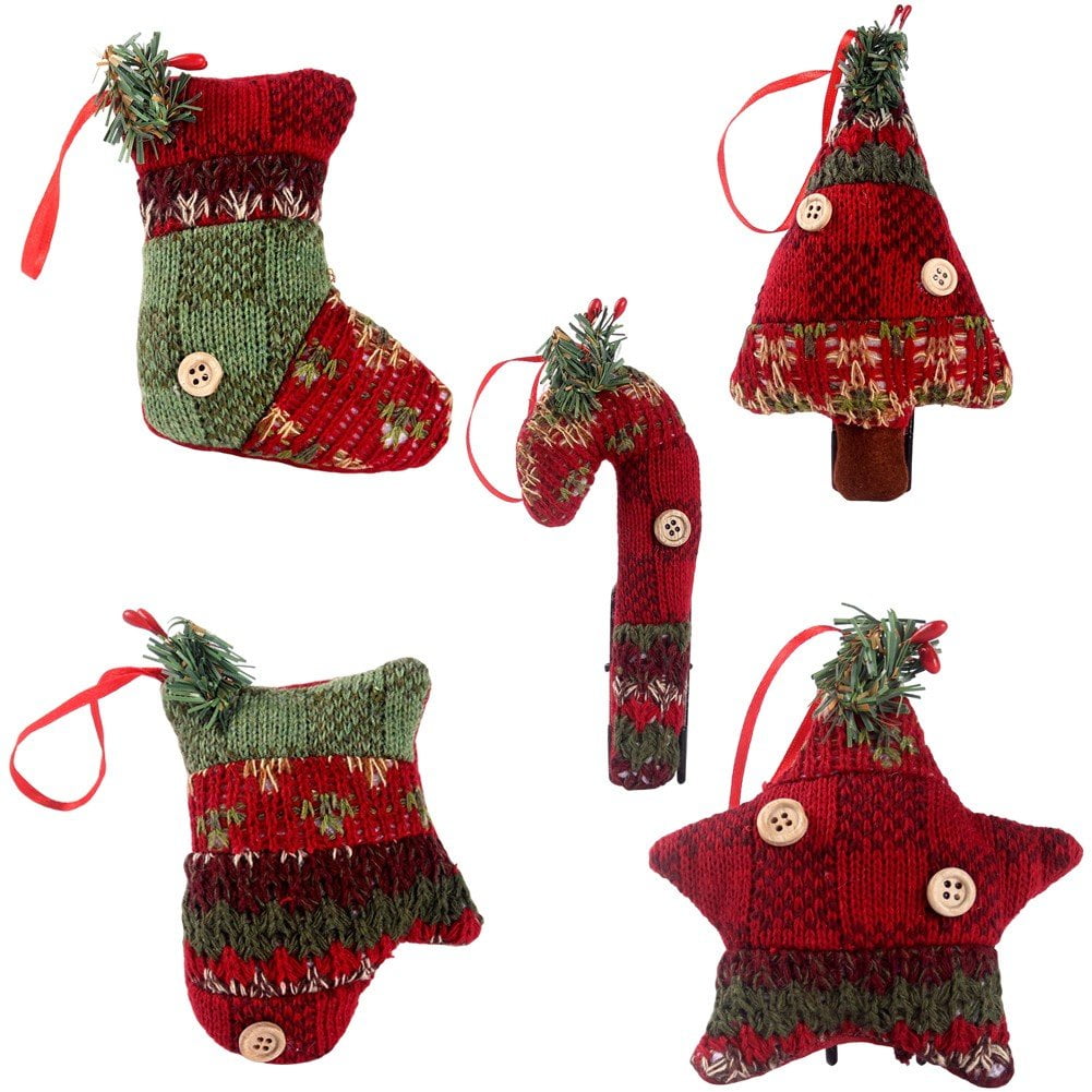 5Pcs Christmas Tree Ornaments Christmas Socks Ornaments with Pendant ...