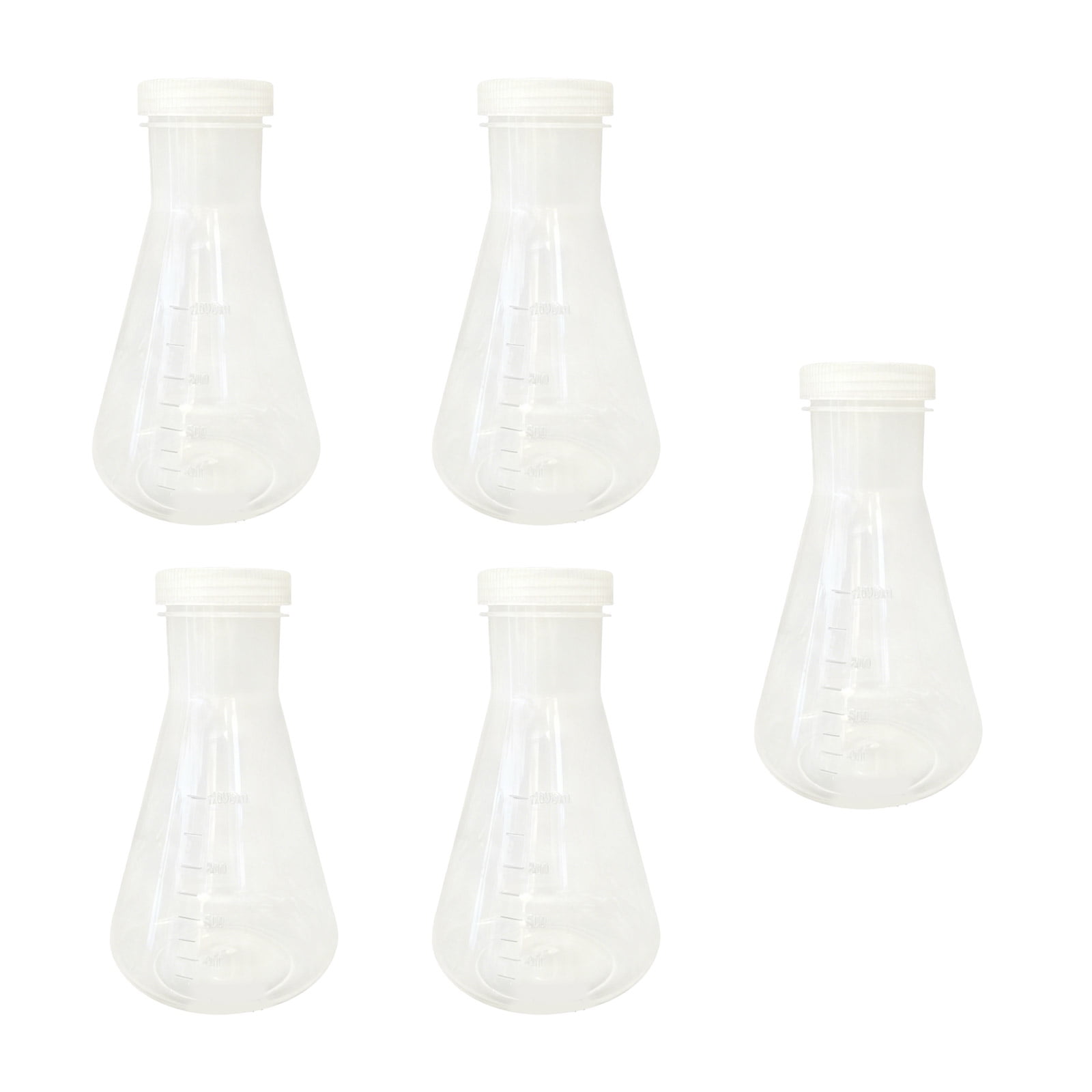 5Pcs Clear Plastic Graduated Flasks Triangular Laboratory Flasks with ...