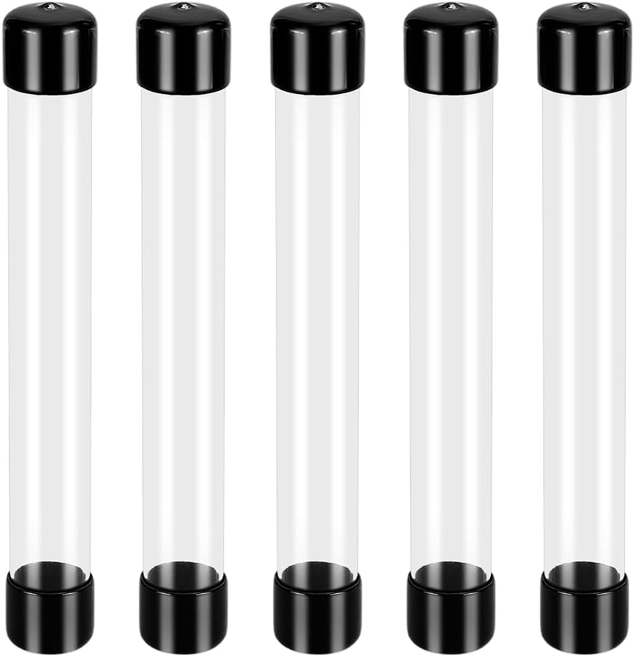 5Pcs Clear Rigid Plastic Tubing with Caps 8 Inch/205mm Length Round ...