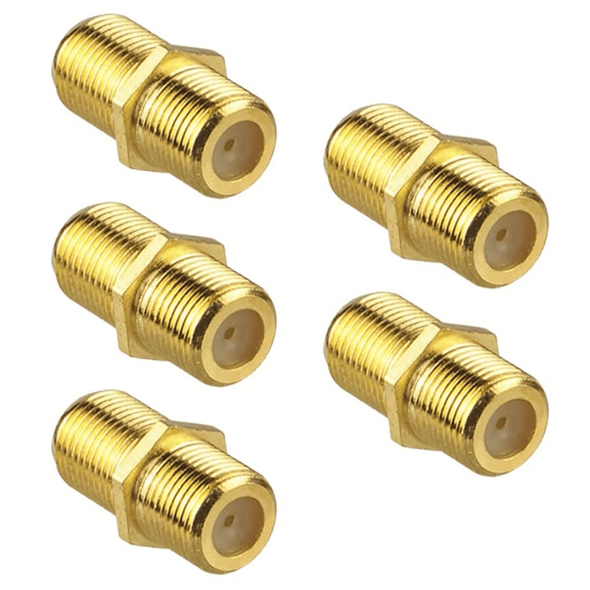 5Pcs Coaxial Cable Connector, RG6 F-Type Gold Plated Adapter Female to ...
