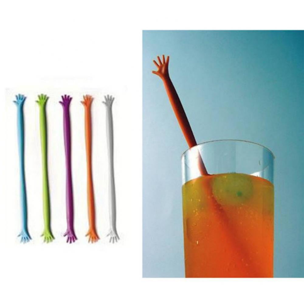 5Pcs Colorful Palm-shaped Plastic Cocktail Swizzle Sticks Drink Wine ...