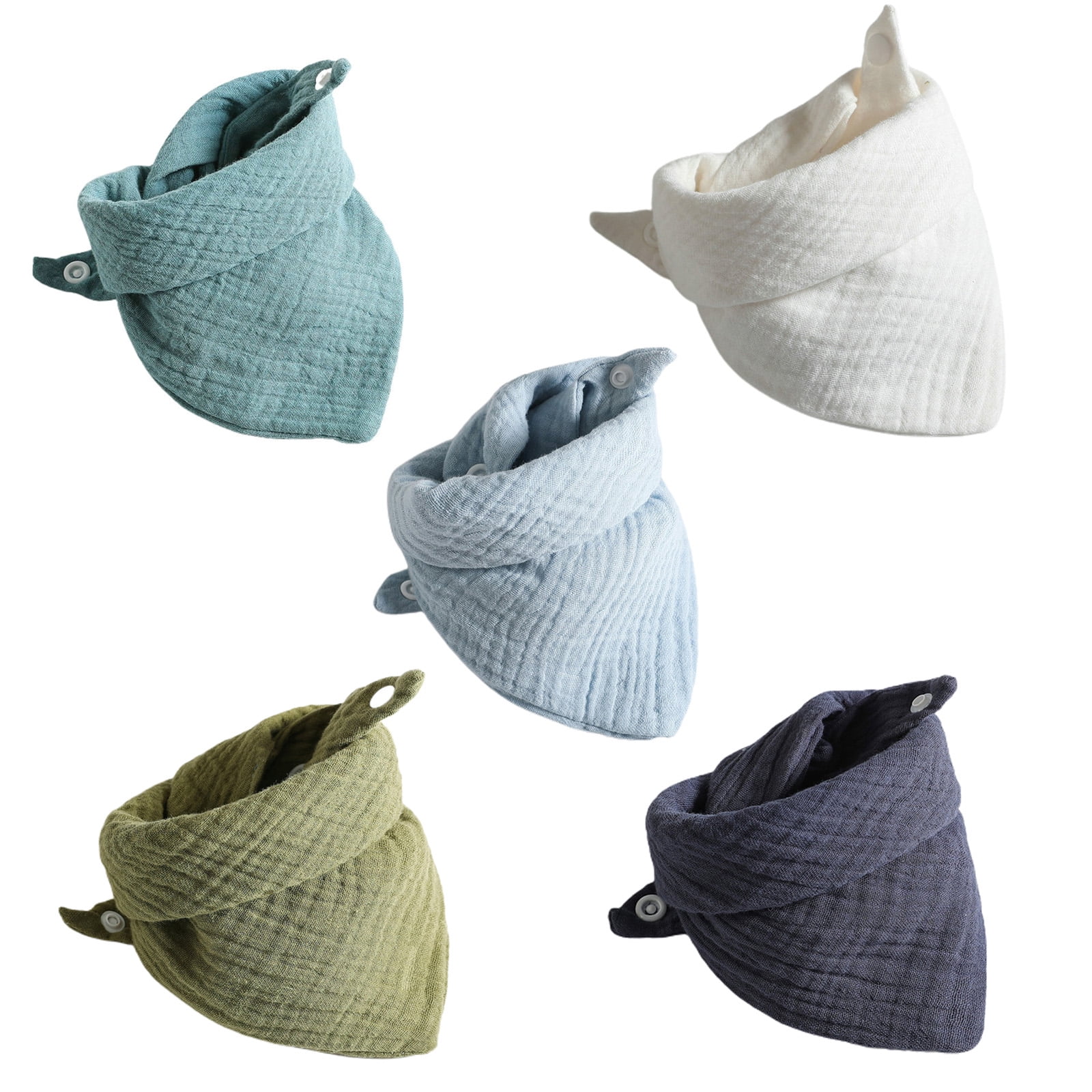 5Pcs Cotton Baby Bibs Adjustable Triangle Newborns Saliva Towel Toddler ...