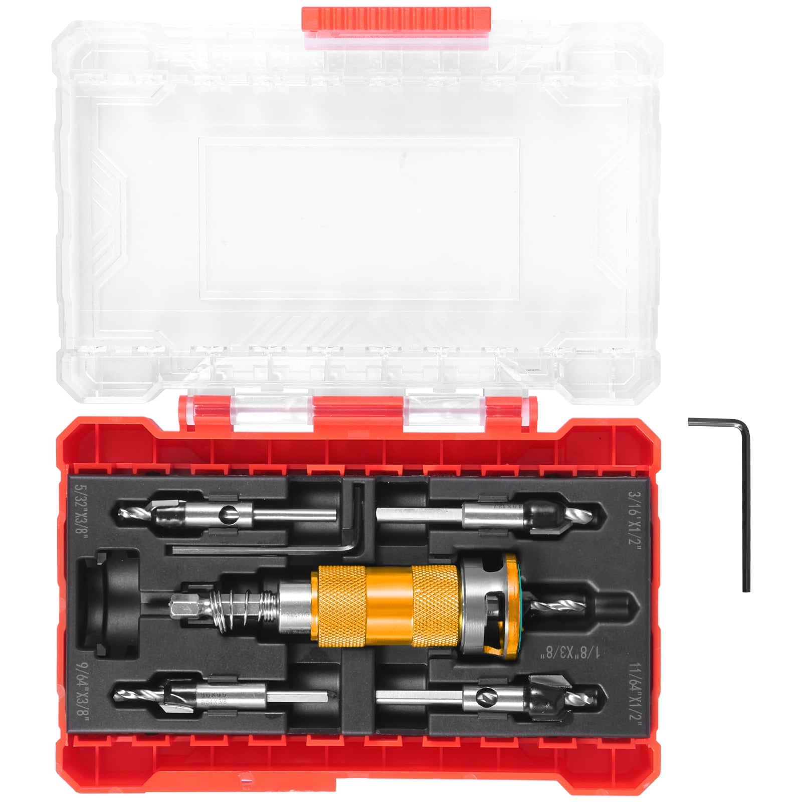 5Pcs Countersink Drill Bit Set with Aluminum Alloy Limit Ring Low ...