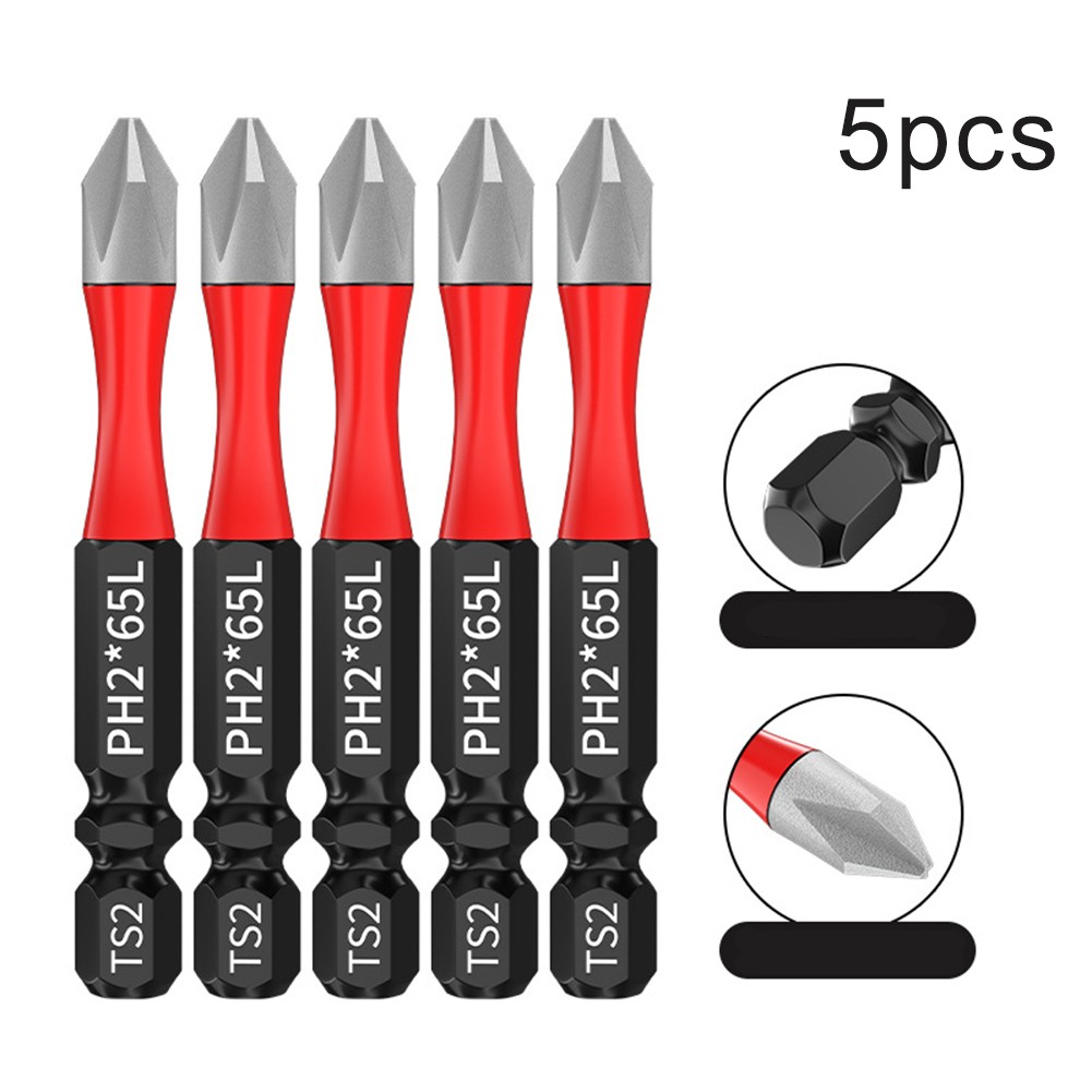 5Pcs Cross Bit 6.35mm Shank Magnetic Electric Screwdriver for Impact ...