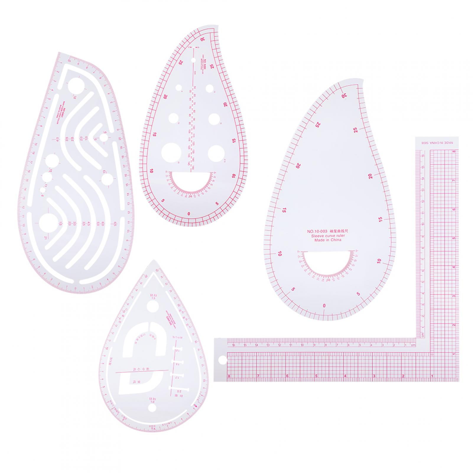 L-Shaped Design for Precise Clothing Measurement 5-Piece Curved Ruler ...