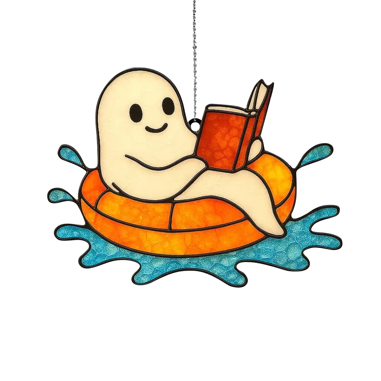 5Pcs Cute Ghost Suncatcher & Wooden Halloween Window Hung Decor - Fun ...