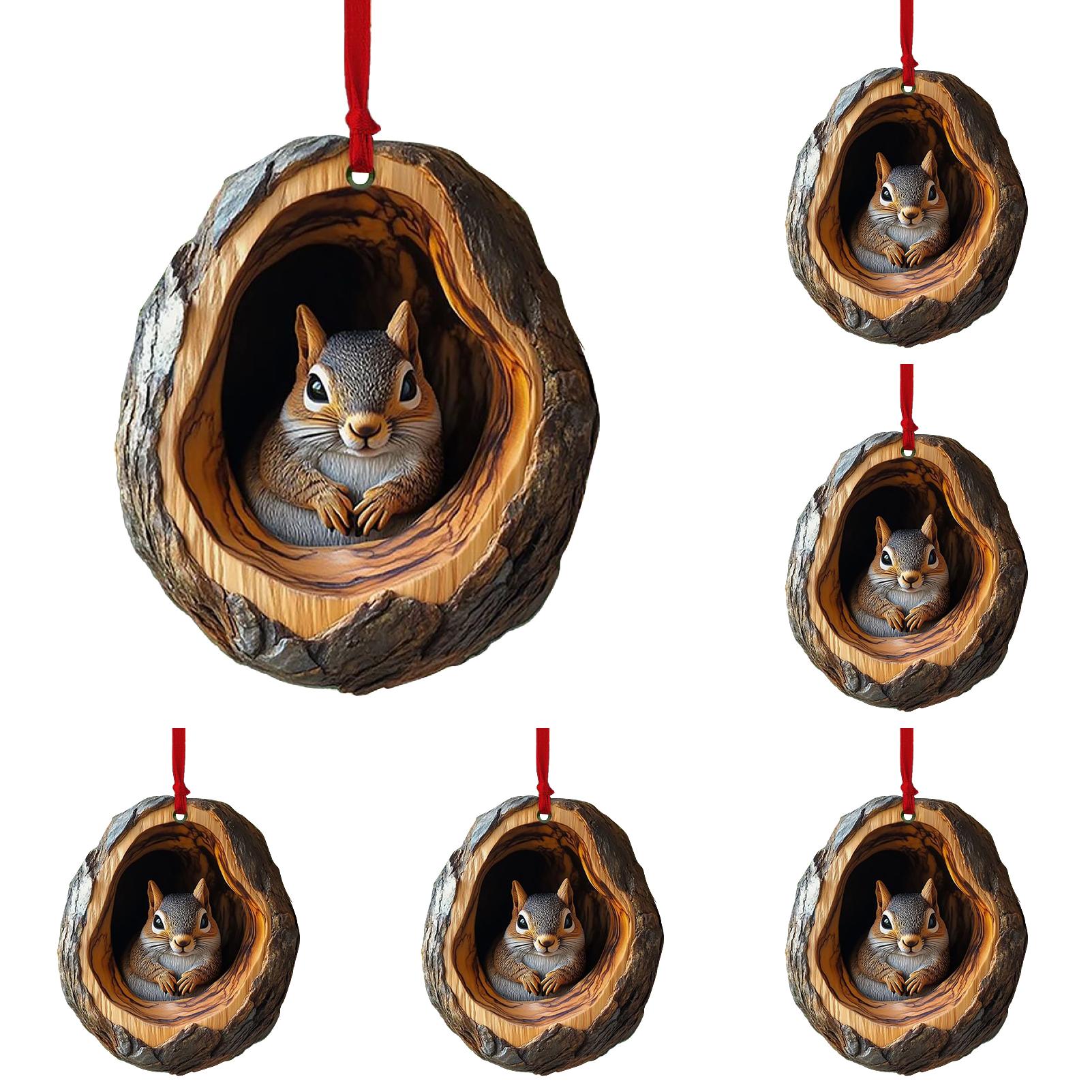 5Pcs Cute Squirrel Christmas Ornaments – Woodland Animal Acrylic ...