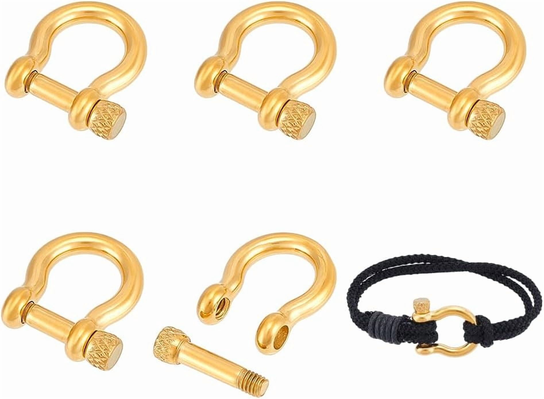 5Pcs D-Ring Anchor Shackle Clasps Golden D Ring Lock Bow Shackle 304 ...