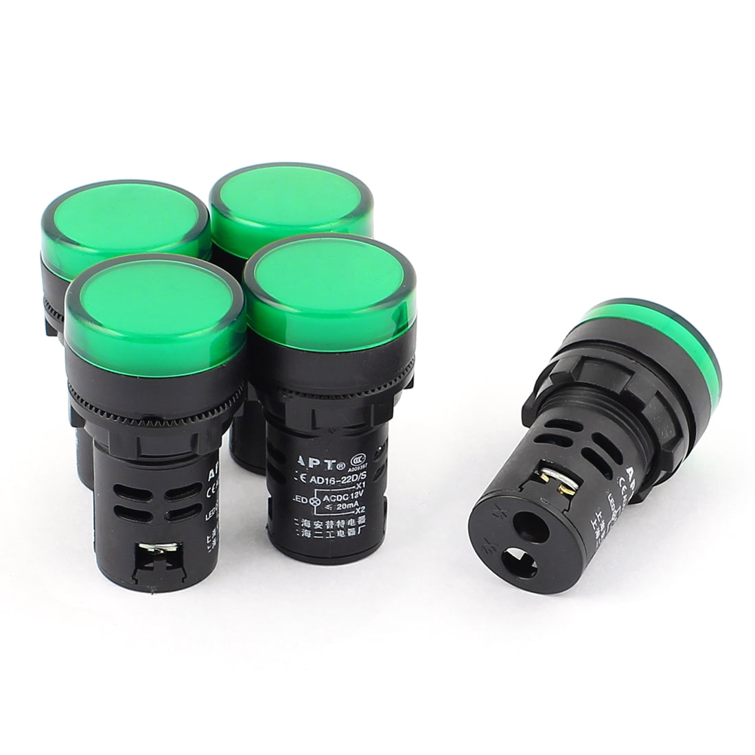 5Pcs /DC 12V 21mm Panel Mount Green Indicator Signal Light Lamp ...