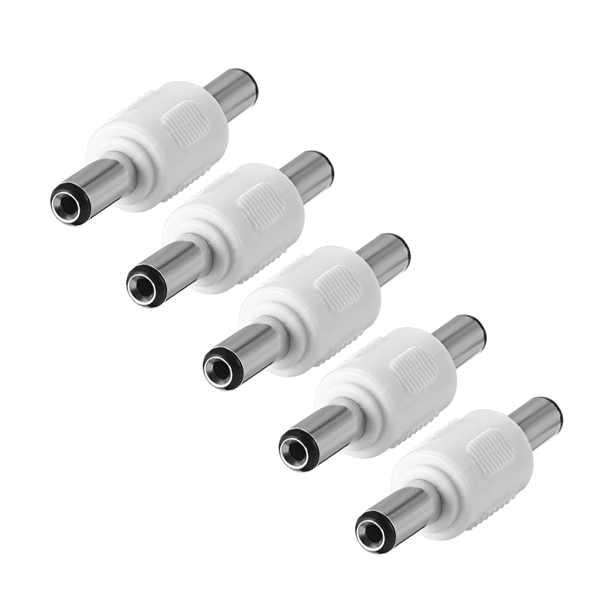 5Pcs DC Male to Male Connector 5.5mm x 2.1mm Cable Jack Adapter White ...