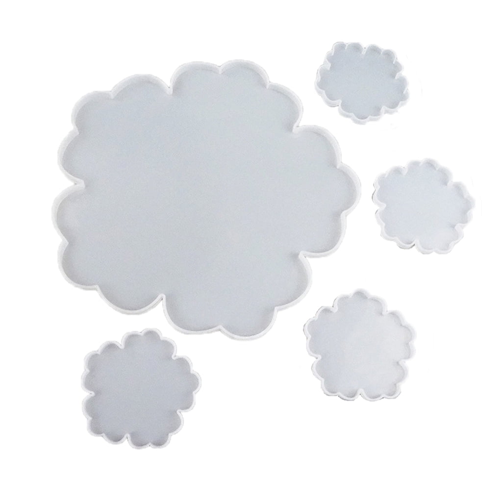 5Pcs DIY Flower Shape Silicone Geode Coaster Resin Molds Resin Coaster ...