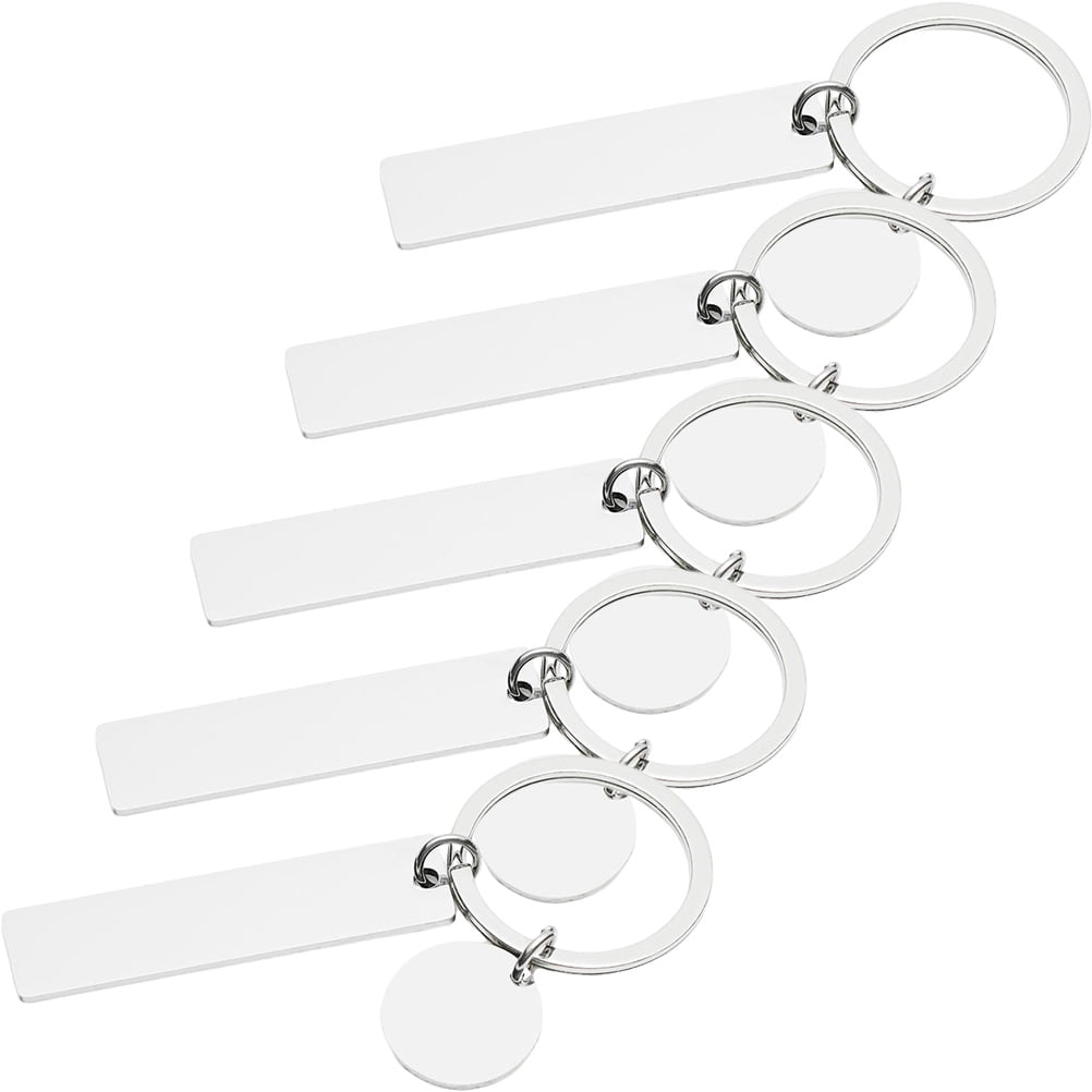 5Pcs DIY Lettering Keychains Stainless Steel Blank Keychain Engraved ...