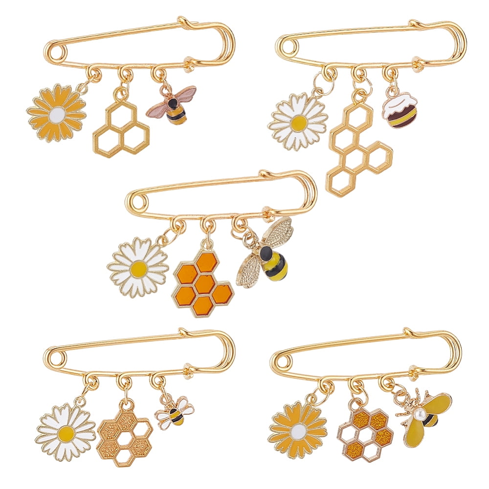 5Pcs Daisy Bee Enamel Pins Alloy Brooches for Backpack Clothes Mixed ...