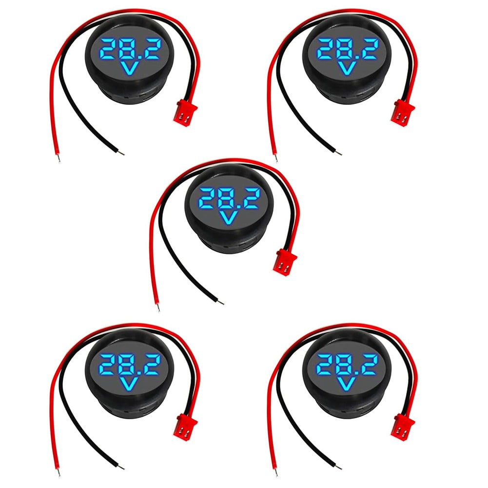 5Pcs Dc4-00V Digital Display Round 2-Wire Voltmeter Dc Digital Car ...