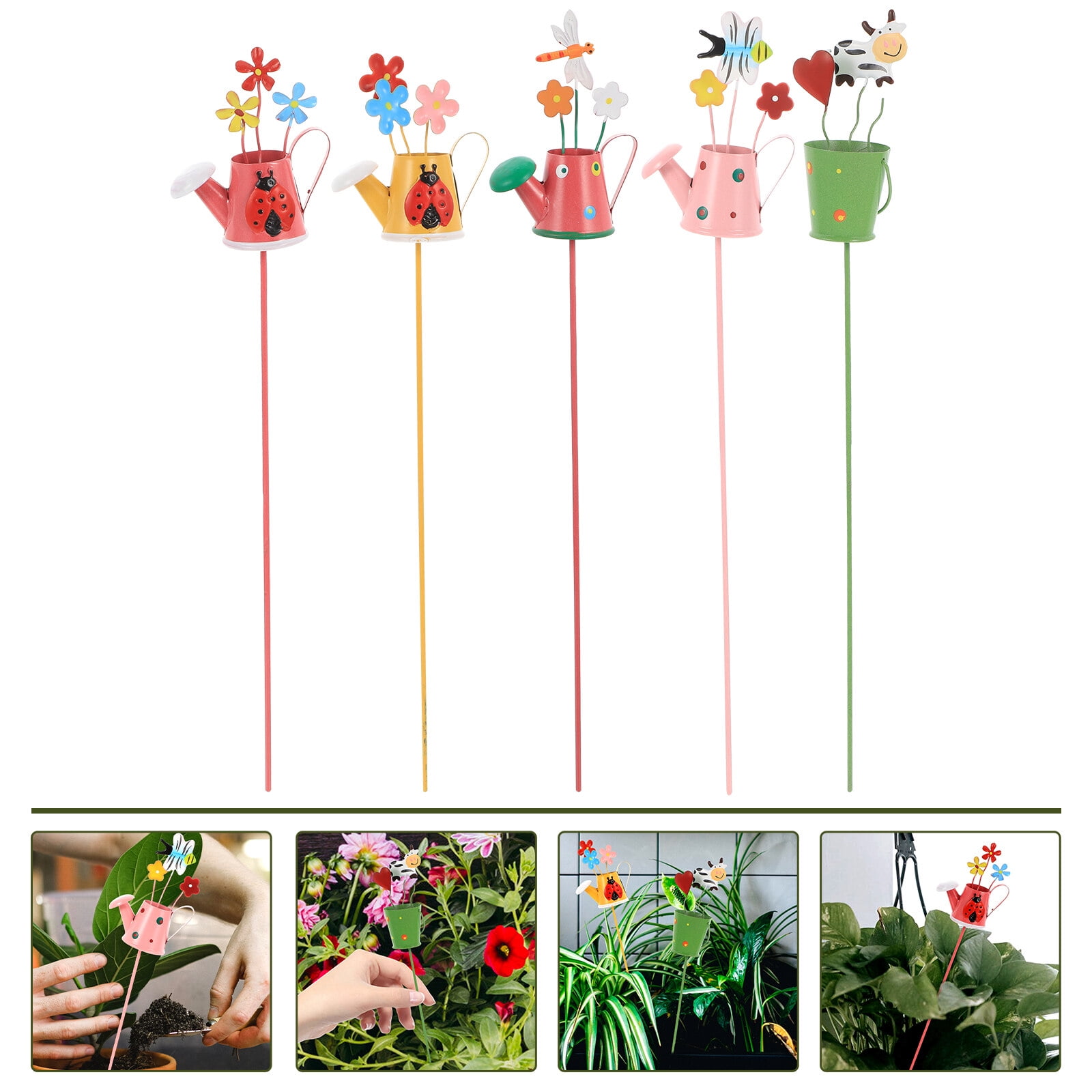 5Pcs Decorative Iron Garden Stakes Delicate Iron Art Crafts Micro ...