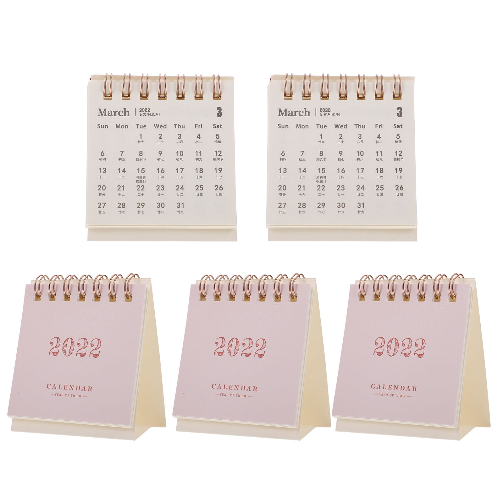 5Pcs Desktop 2022 Calendars Table Paper Calendars Yearly Agenda ...