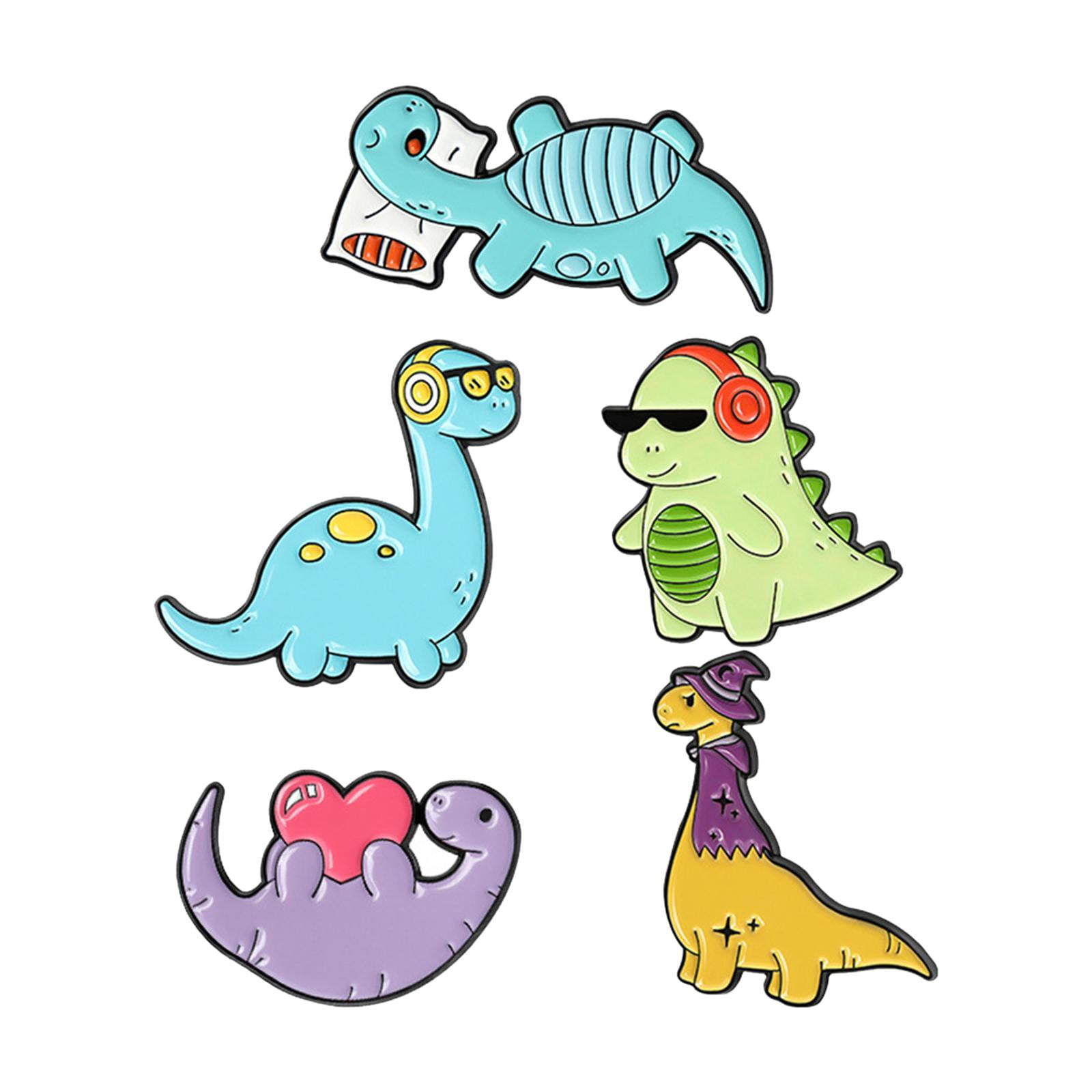 5Pcs Dinosaur Enamel Pins Enamel Pin Set Cartoon Badges for Clothing ...