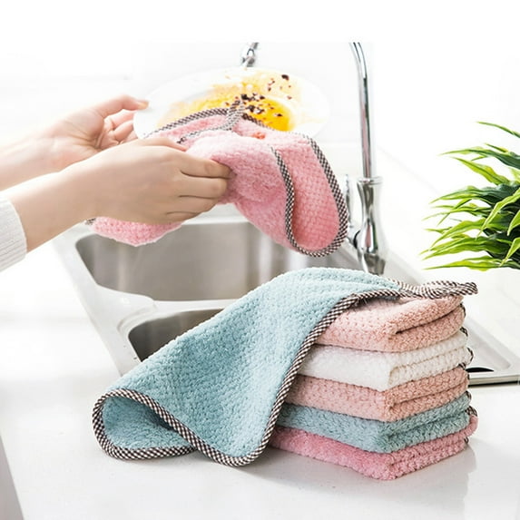 5Pcs Dish Cloth Rag Pot Washing Towel Thickened Highly Absorbent ...