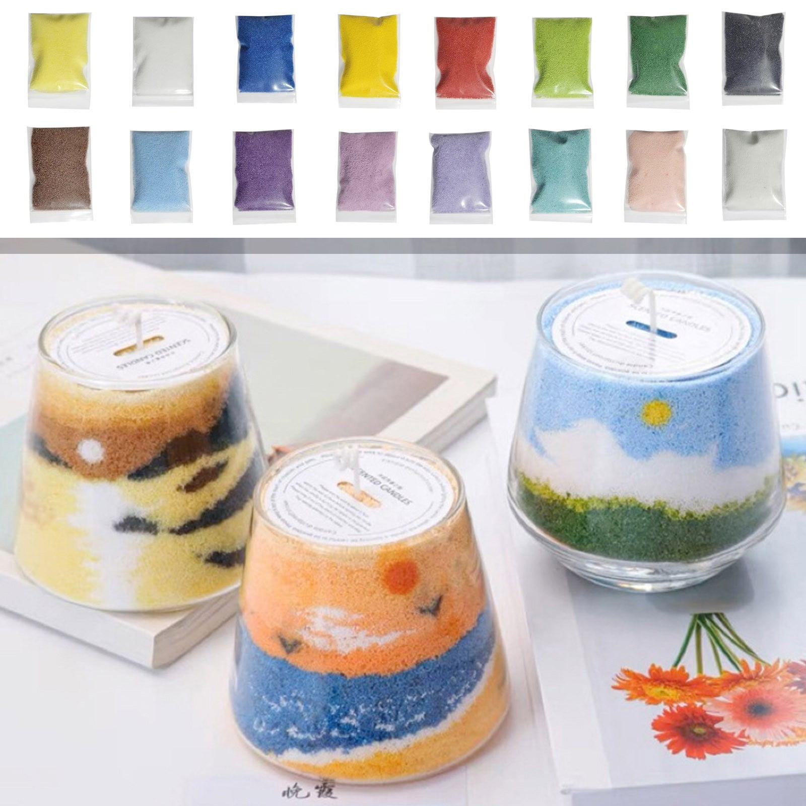 5Pcs Diy Colored Sand Candle Kit 500G,Aromatherapy Sand Wax for ...
