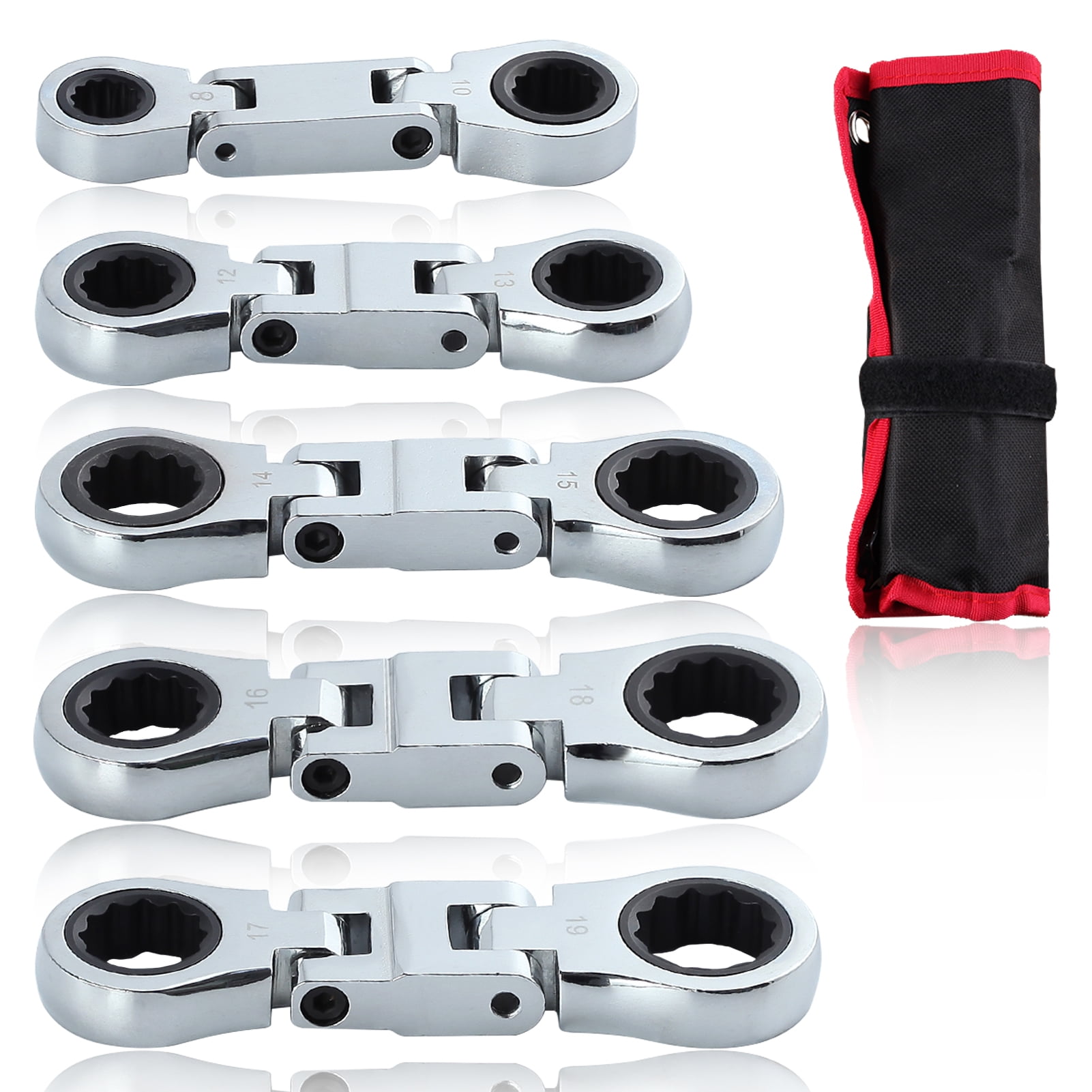 5Pcs Double Box End Flex Head Ratcheting Wrench Flex-Head Ratcheting Combination Wrench Set ...