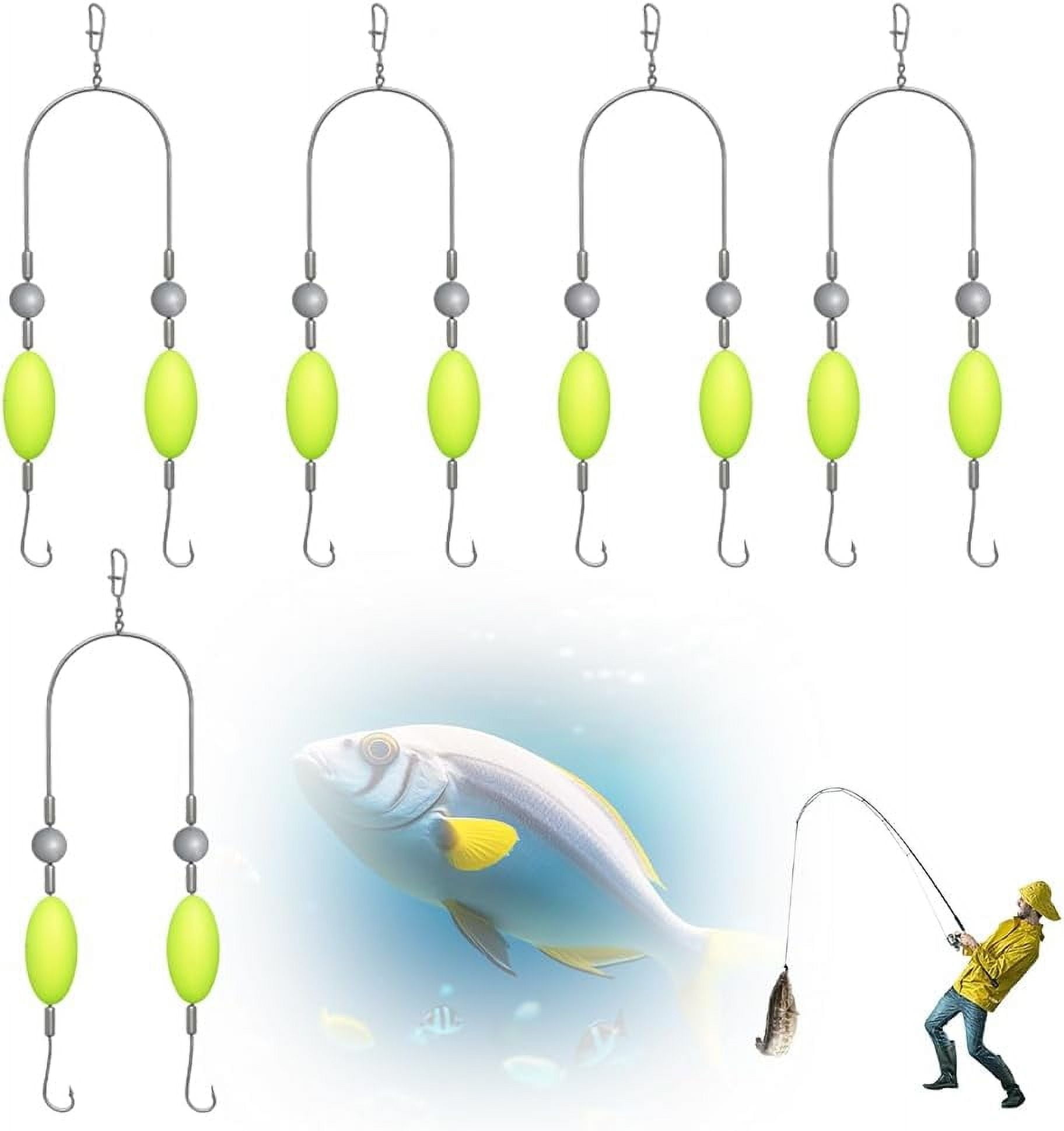 5Pcs Double Reverse Fishing Hook Set, Anti Tangle Fishing Hooks, Gold ...