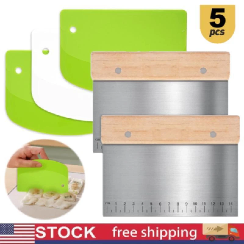 5Pcs Dough Pastry Bench Cutter Scraper Steel Pizza Cutter For Kitchen ...