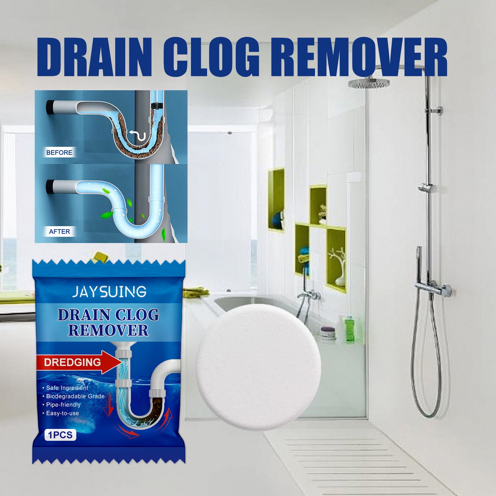 5Pcs Drain Clog Remover! MORESEC Hair and Grease Dissolver for Sink and ...