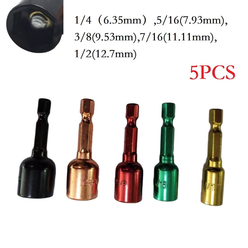 5Pcs Driver Socket Wrench Magnetic Nut Screwdriver Hex Electric Drill ...
