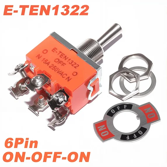 5Pcs E-TEN Toggle Switch 3/6 Pins ON-OFF ON-ON ON-OFF-ON SPST DPDT 2/3 Position Latching Toggle ...