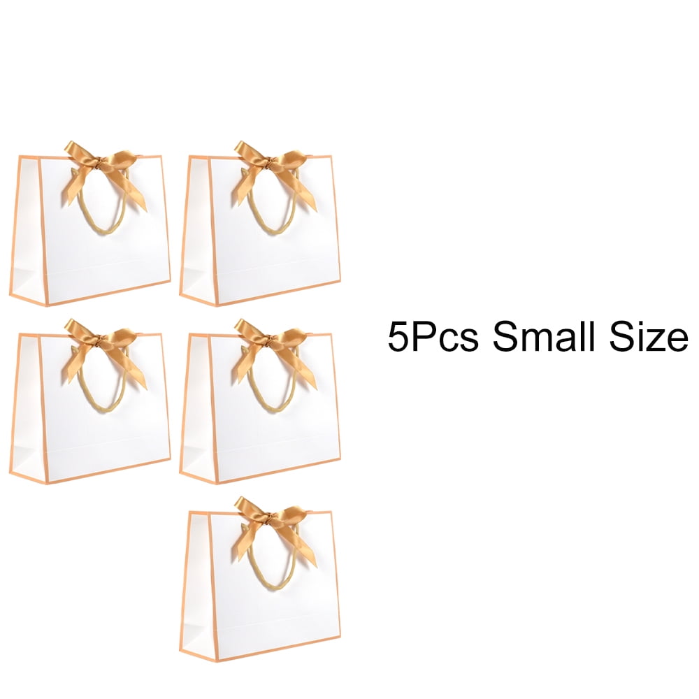 5Pcs Elegant Gift Bags with Ribbons Black Gold Edge Present Bag with ...