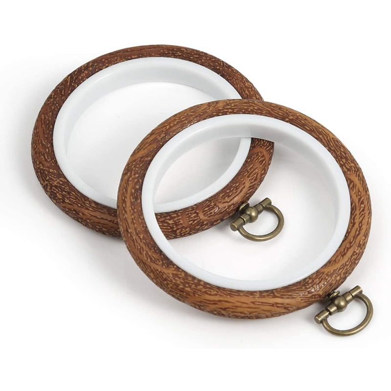 5Pcs Embroidery Hoops Imitated Wood Embroidery Circle Round Display ...
