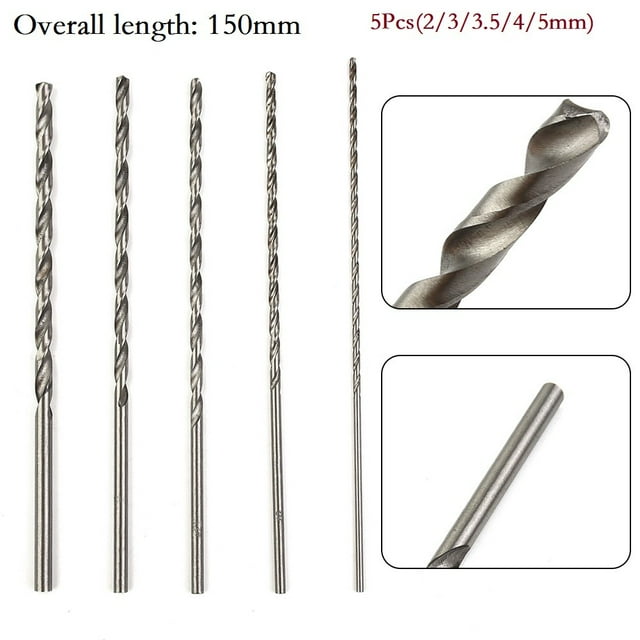 5Pcs Extra Long HSS High Speed Steel Drill Bit Set for Wood, Plastic ...