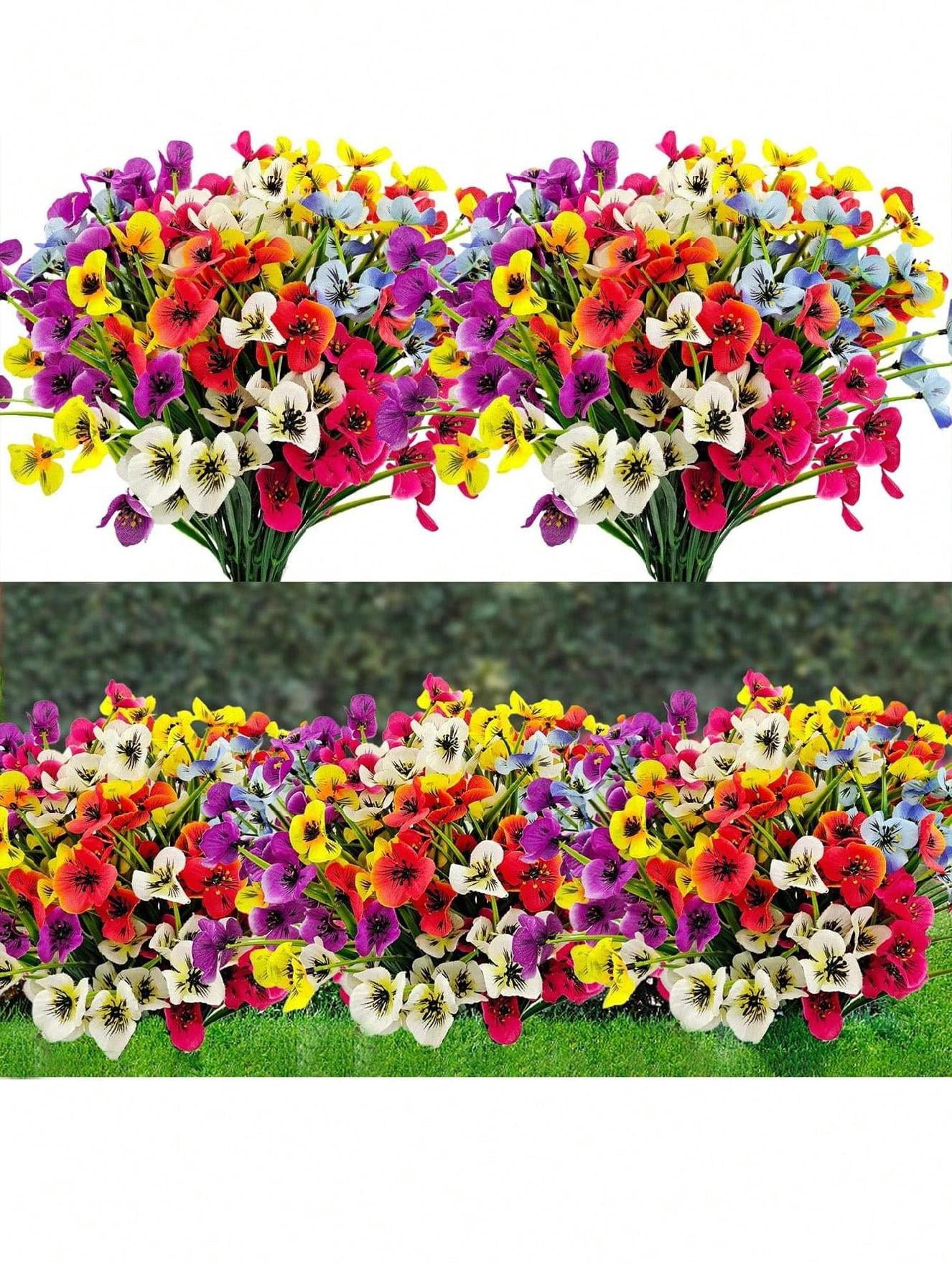 5Pcs Fake Pansy Daisy Flowers Mixed Color Artificial Plastic UV ...