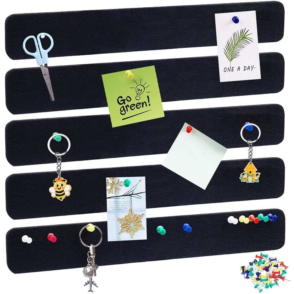 5Pcs Felt Pin Board Bar Strips Black Self-Adhesive Bulletin Board ...