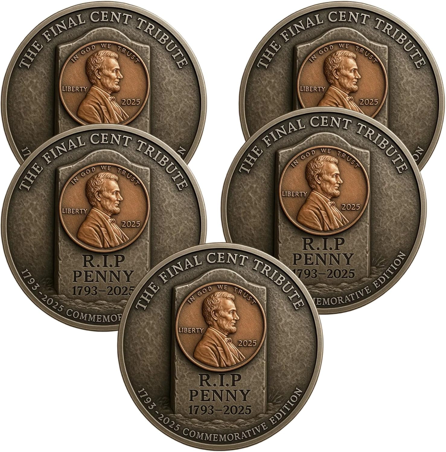 5Pcs Final Cent Tribute Coin Collection Decorations– Commemorative 2025 ...