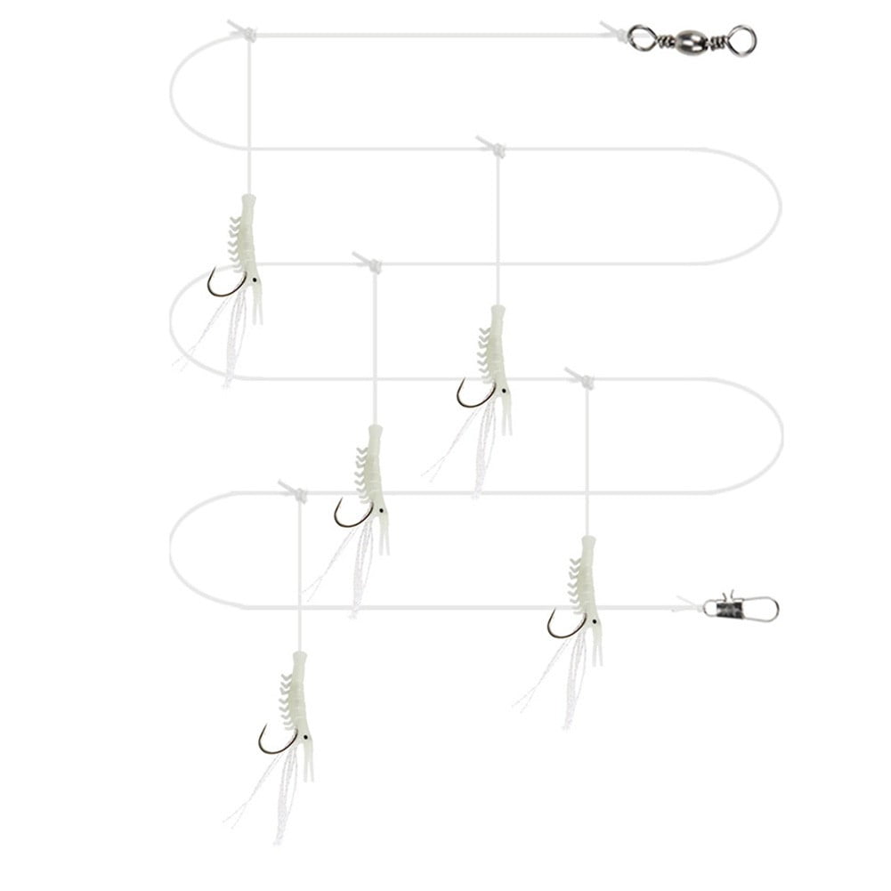 5Pcs Fishing Lure Soft Rigs Luminous Shrimp Bait Jigs Shrimp Skewer ...